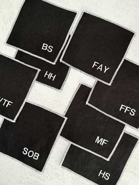 Sweary Cocktail Coasters in Black and White, set of eight – Dot and Army