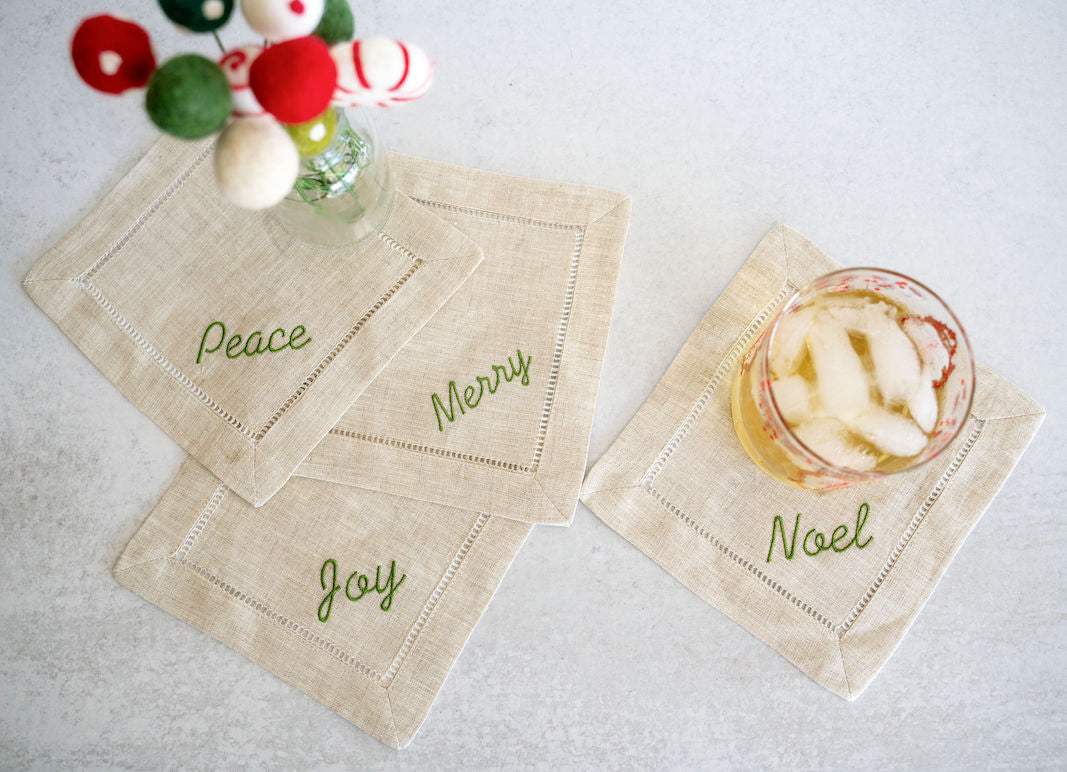 Festive Word Linen Coasters, set of four – Dot and Army