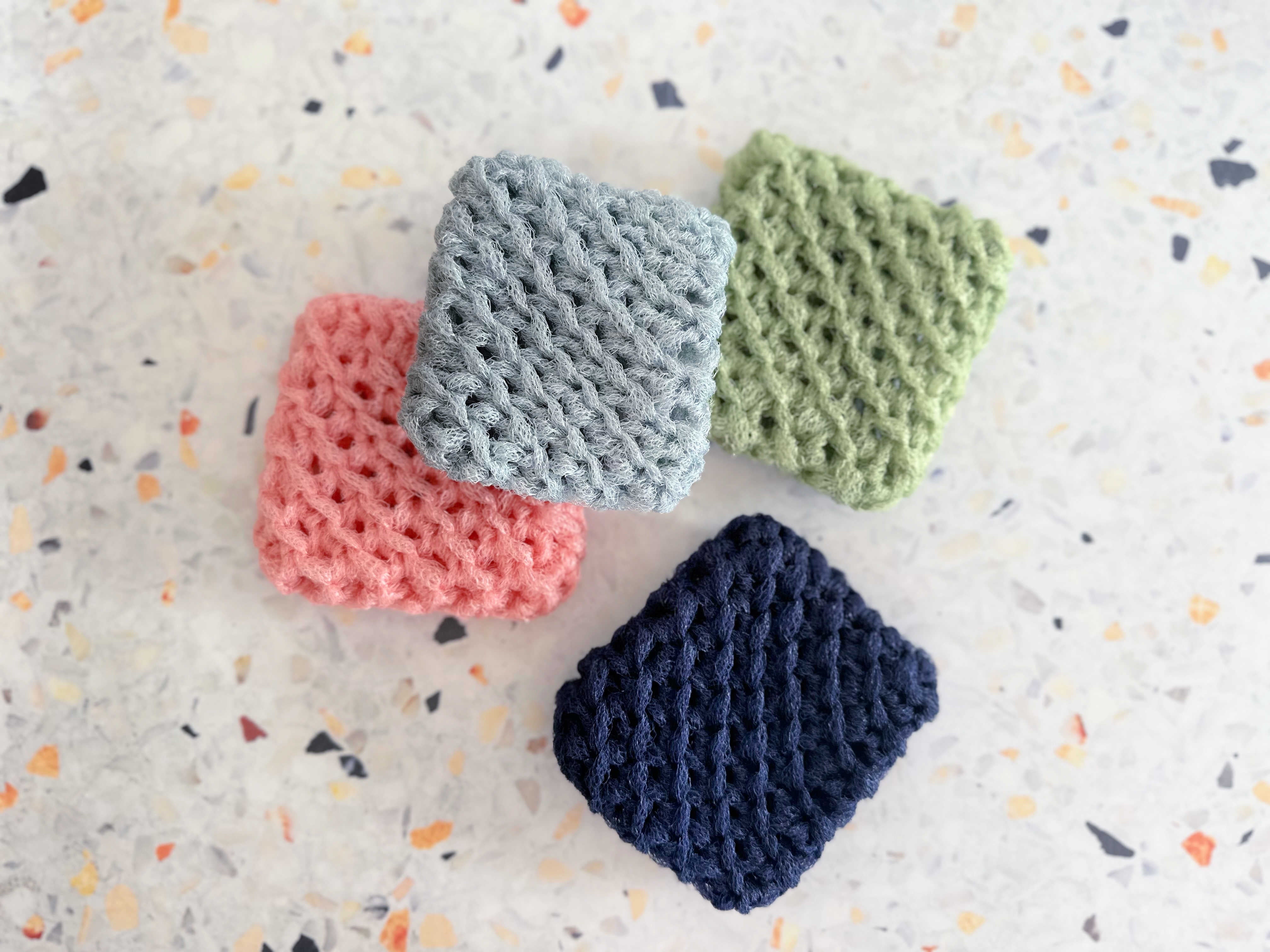 Dish Scrubbies, set of four- NEW COLORS – Dot and Army
