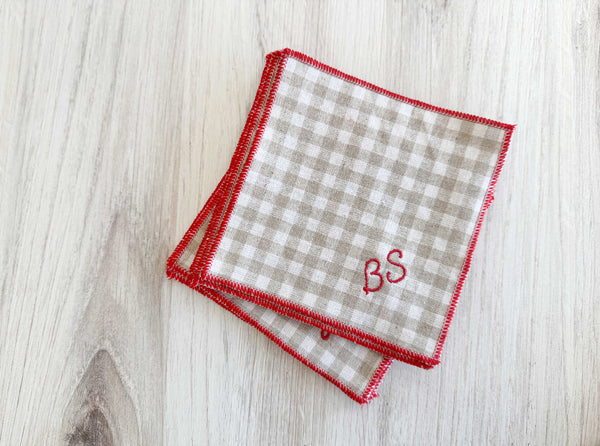 Sweary Coasters in Mini Check, set of eight – Dot and Army